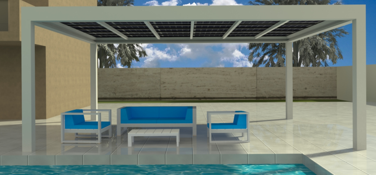 Pérgola con iluminación LED y audio integrado - Baraza Alusystem ...